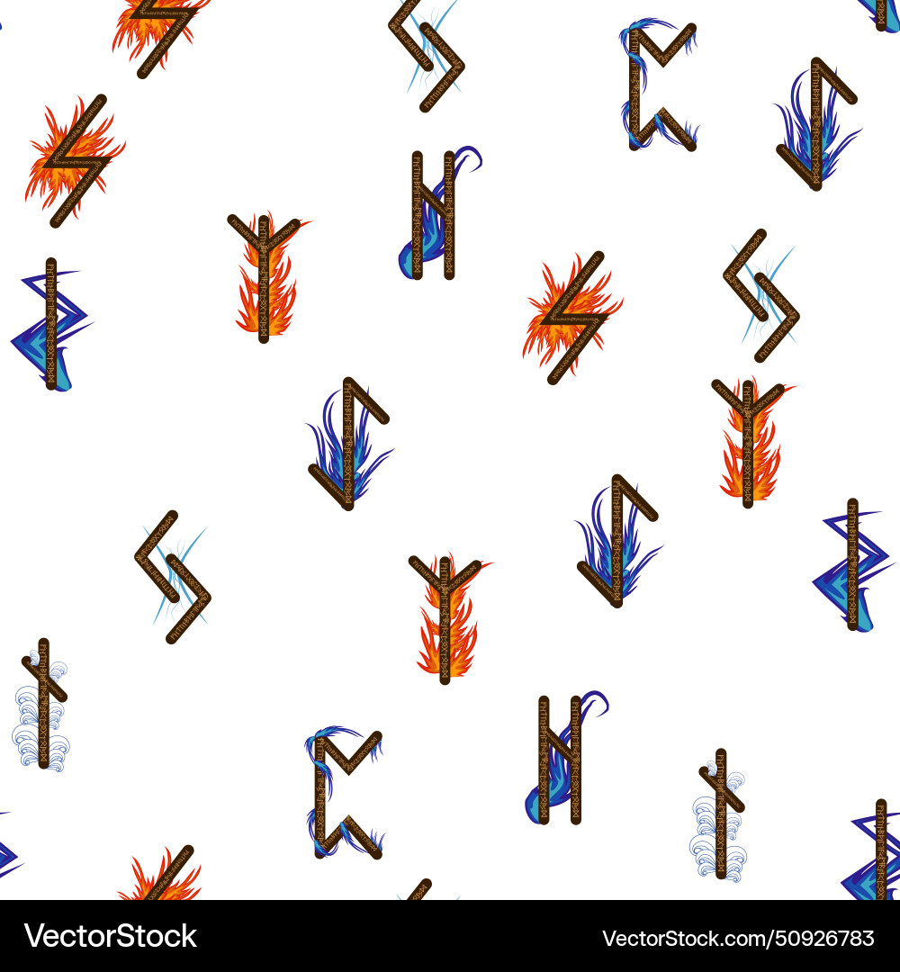 Hand drawn runic letters seamless pattern Vector Image