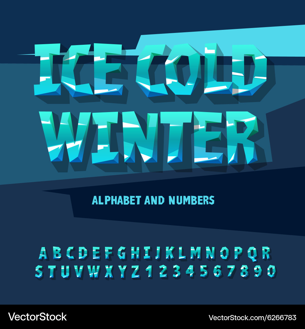 Ice letters and numbers Royalty Free Vector Image