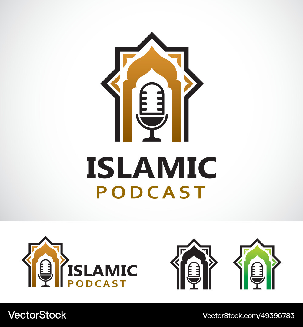 Islamic podcast logo design template Royalty Free Vector