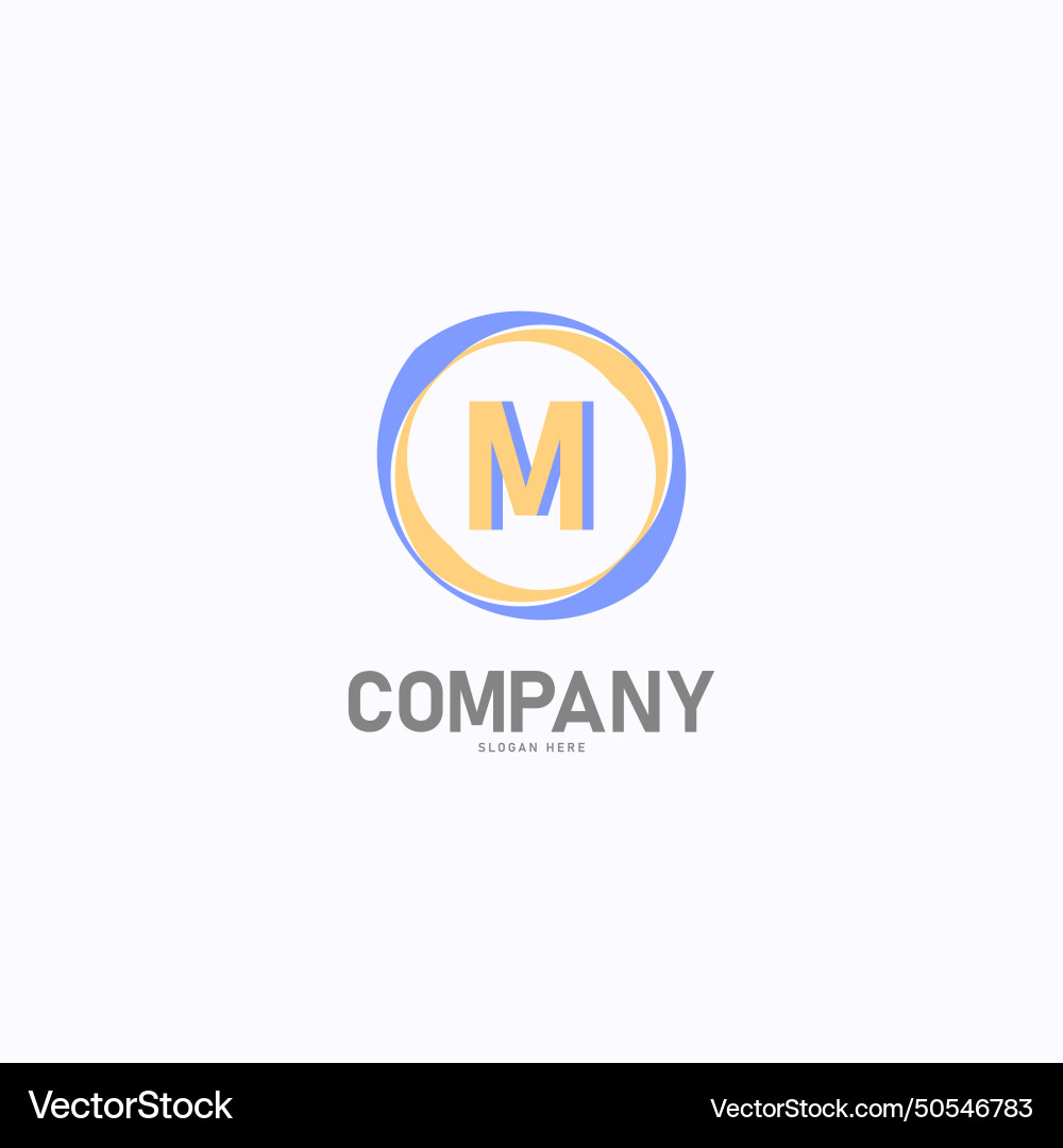 Letter m logo initial flat design tem Royalty Free Vector