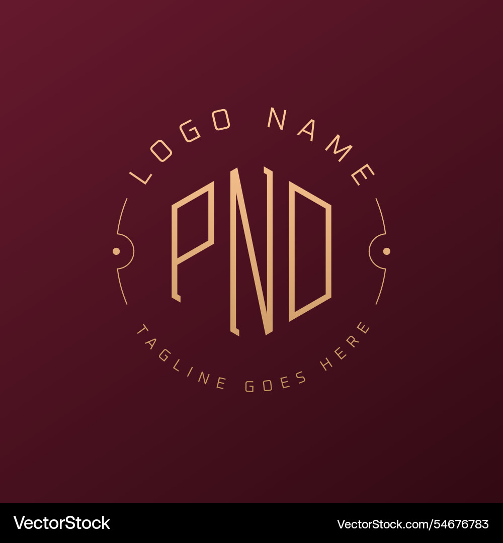 Luxury pnd logo design elegant letter Royalty Free Vector