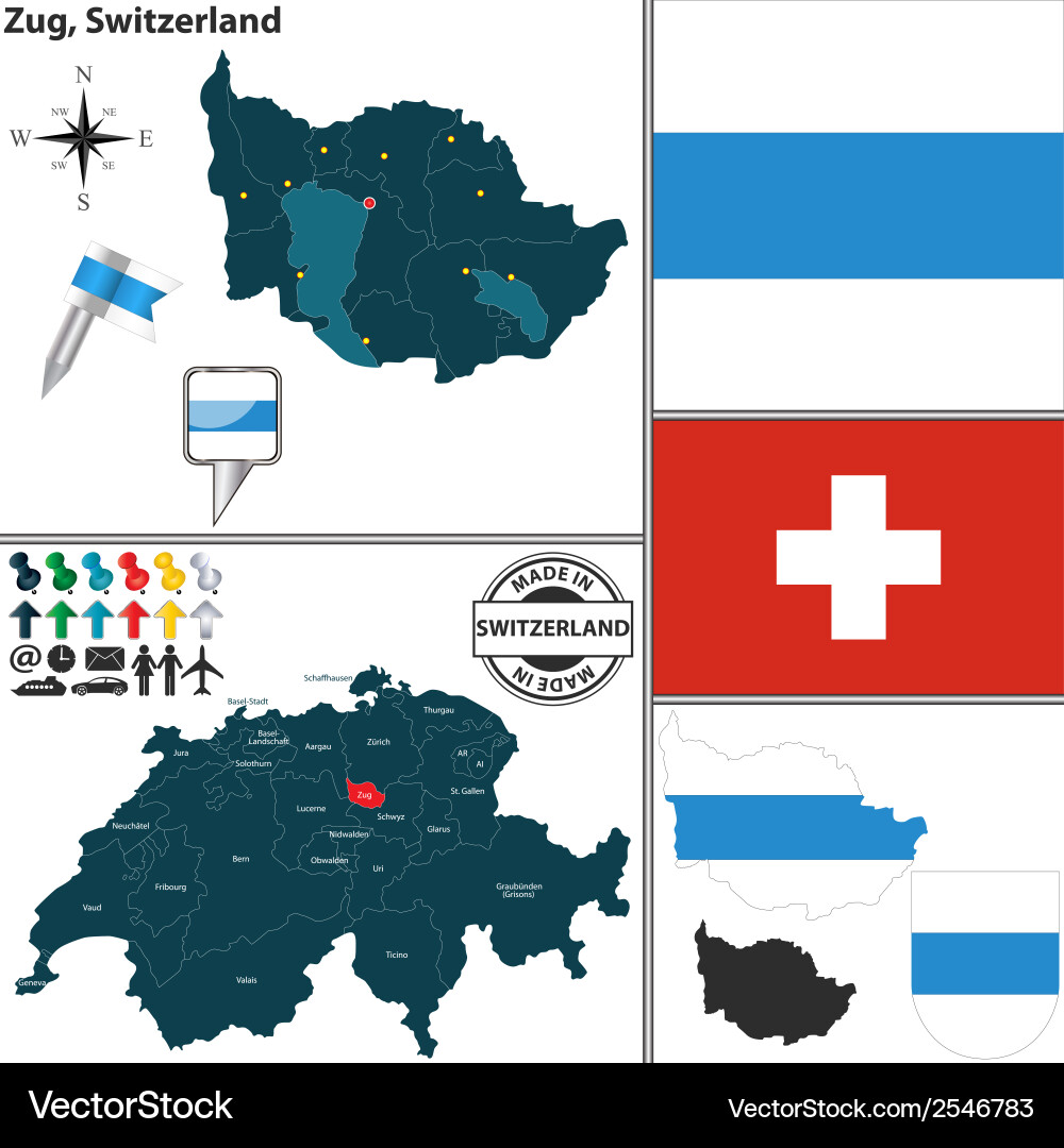 Karte von zug Lizenzfreies Vektorbild - VectorStock