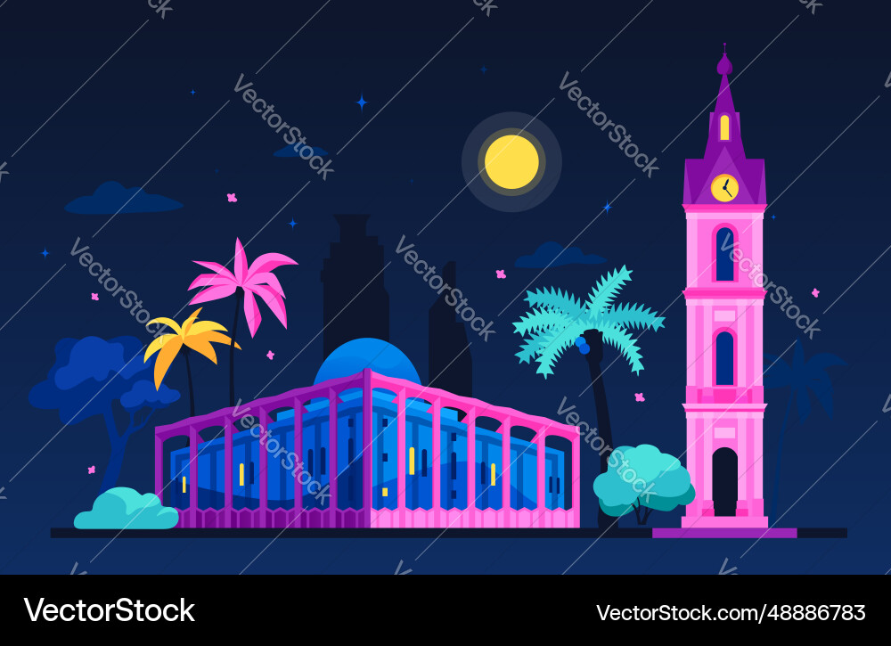 Night architecture of israel - modern colored Vector Image