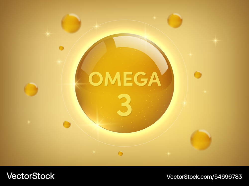 Omega-3 golden icon essential fatty acid drop Vector Image