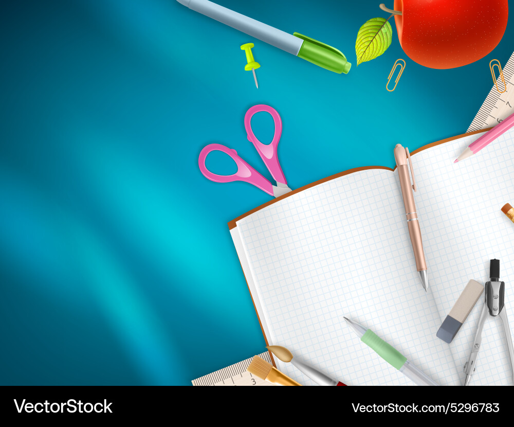School supplies on blue background eps 10 Vector Image