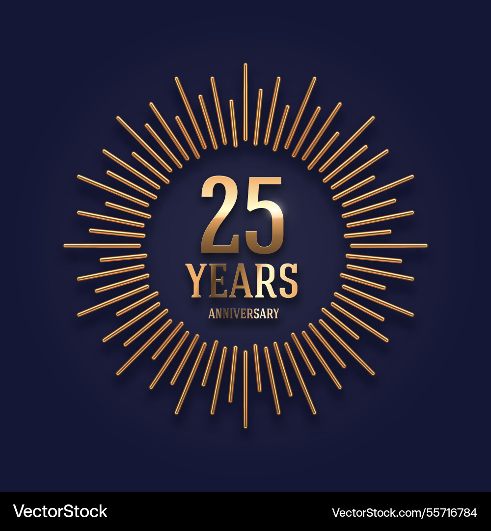 25 years anniversary golden logo Royalty Free Vector Image