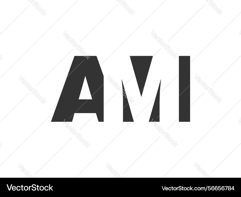 Ami logo design initial letter a m i bold font Vector Image