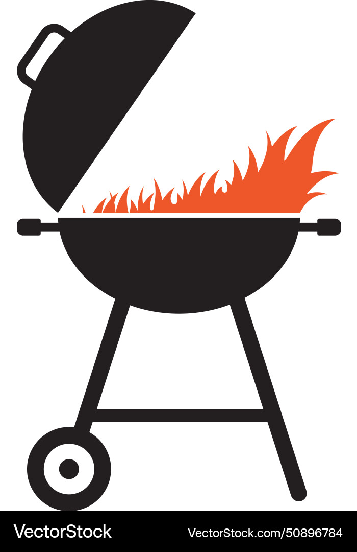 Bbq grill icon barbecue with fire Royalty Free Vector Image