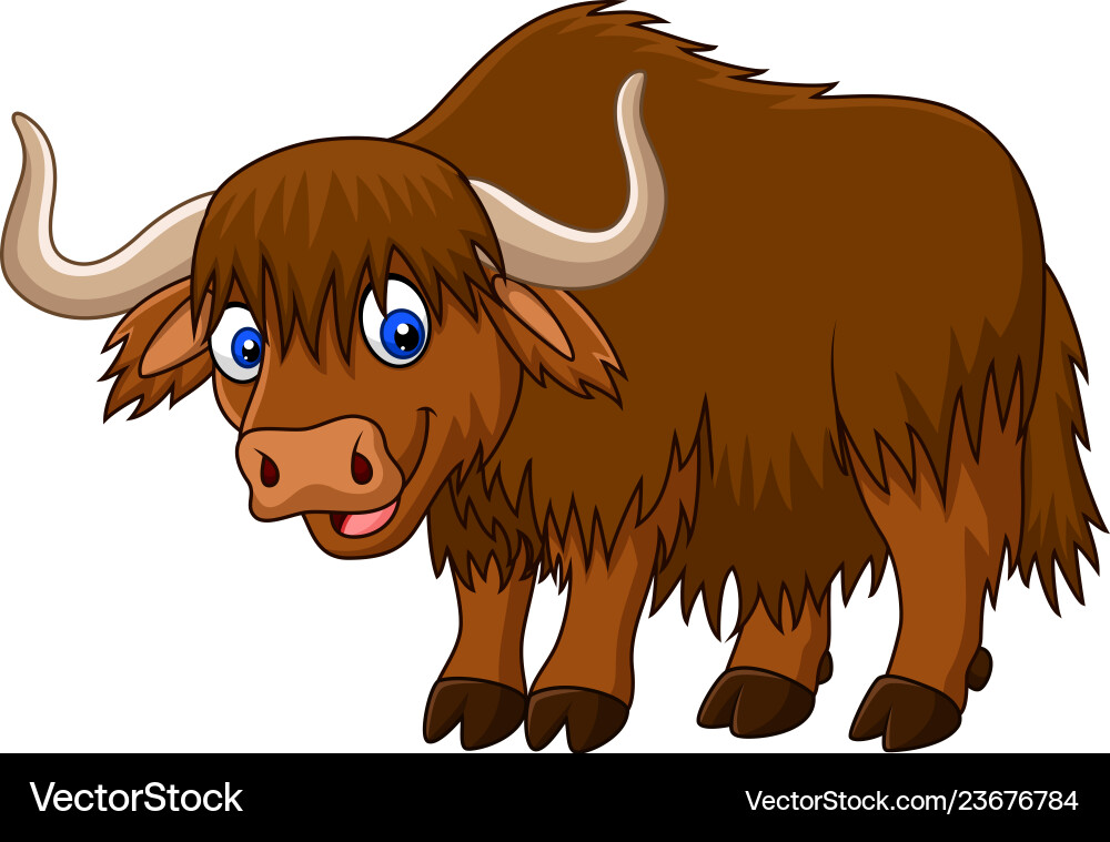 Cartoon happy yak Royalty Free Vector Image - VectorStock