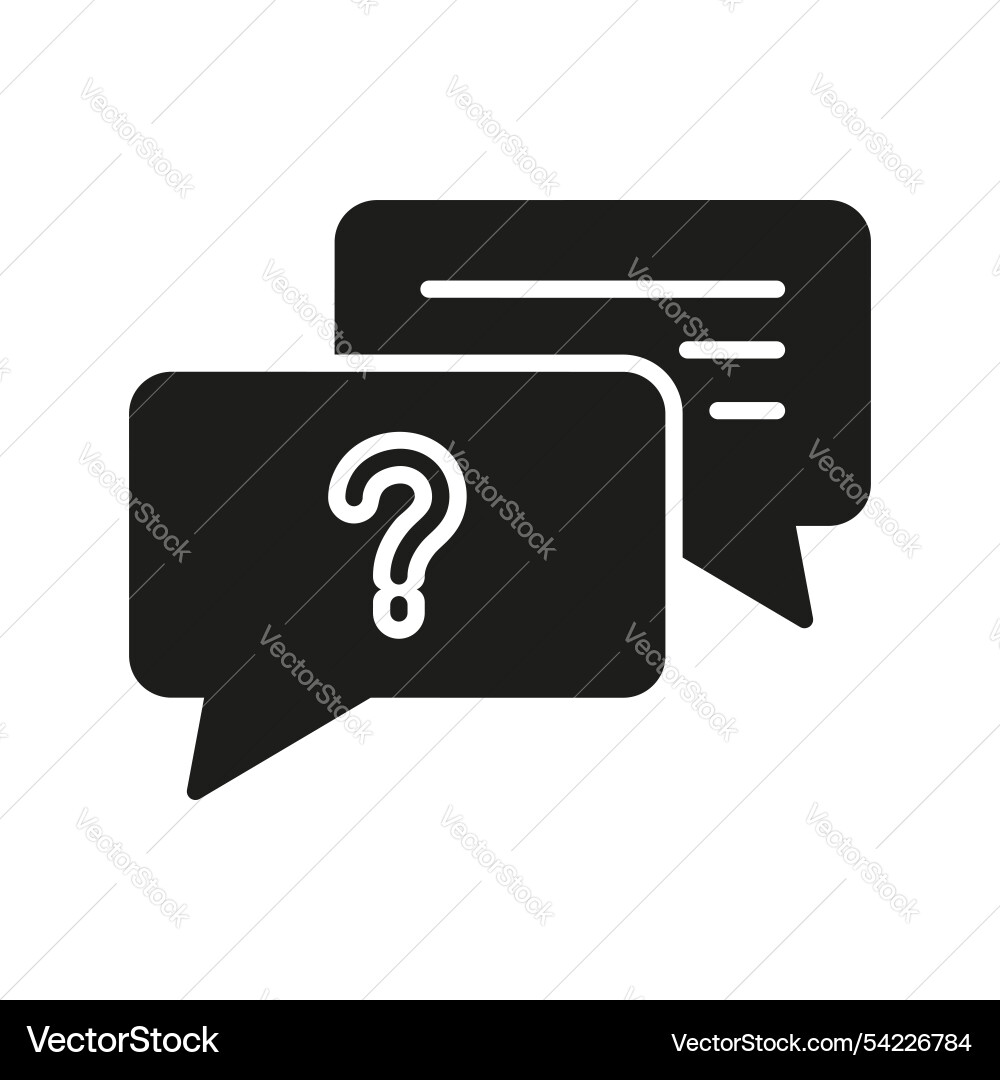 Chat communication silhouette icon with question Vector Image