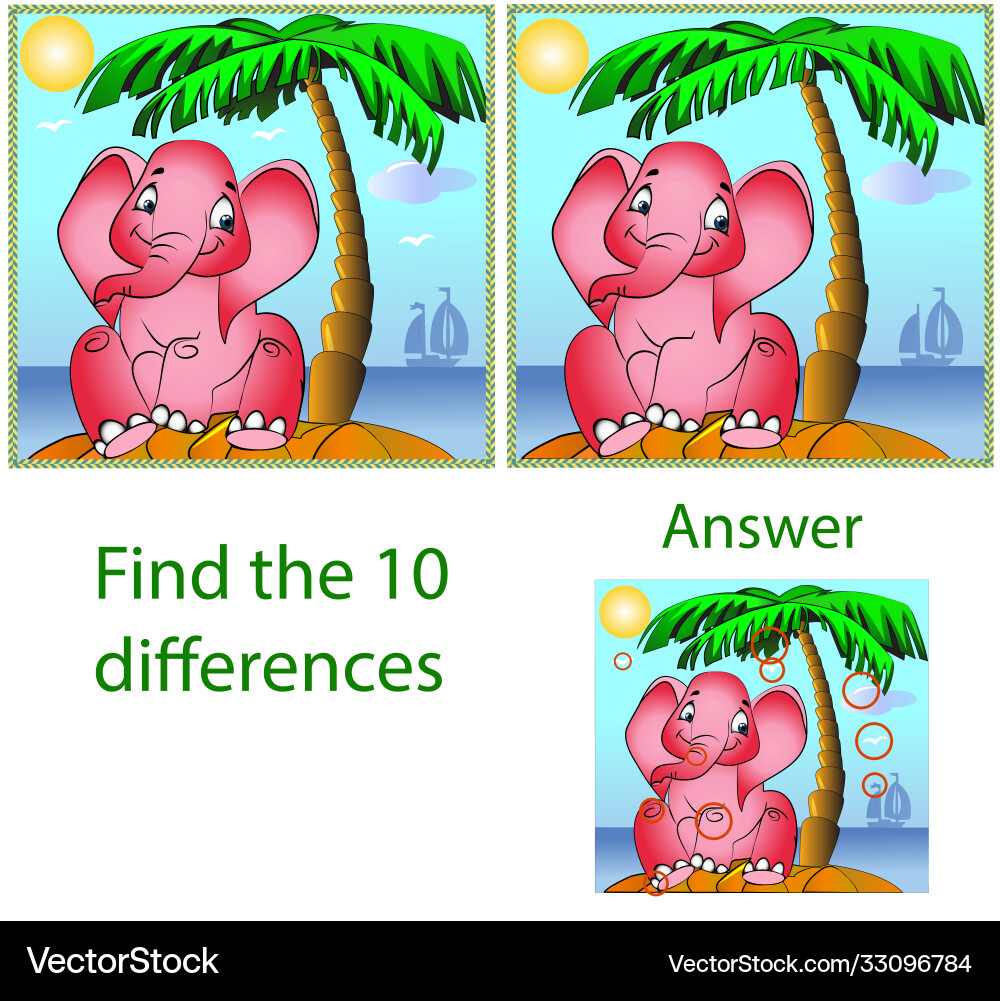 Children visual puzzle find ten differences Vector Image