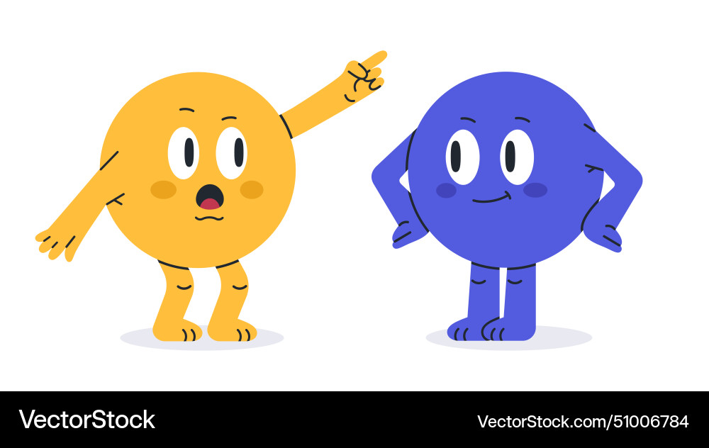 Comic circle shapes funny characters Royalty Free Vector