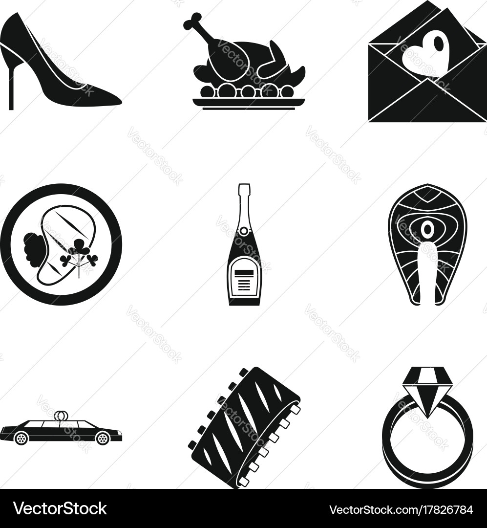 Consume icons set simple style Royalty Free Vector Image