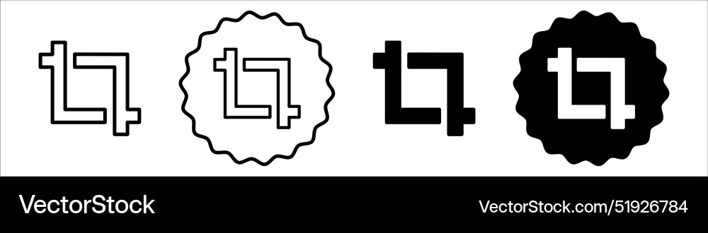 Crop icon symbol set collection crop simple sign Vector Image
