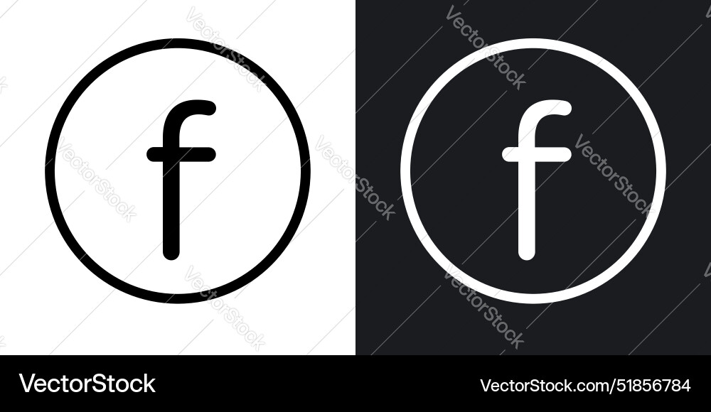 Florin sign set in black and white filld Vector Image