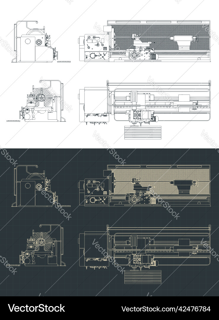 Milling machine blueprints Royalty Free Vector Image
