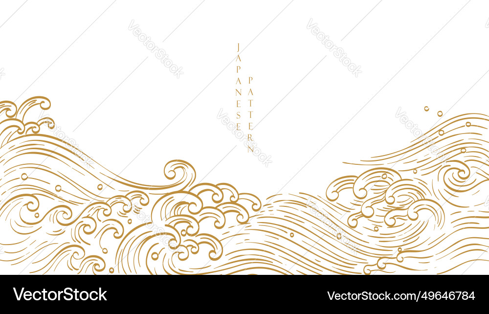 Nature art background with chinese wave and cloud Vector Image