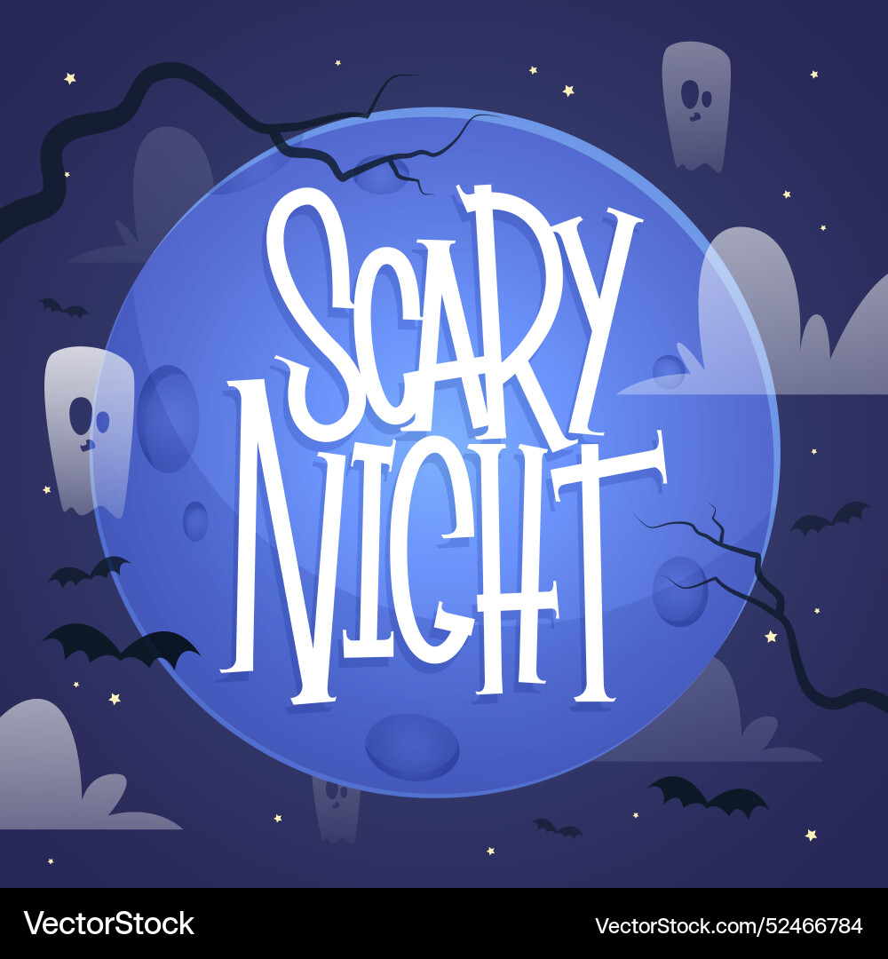 Scary night - lettering concept Royalty Free Vector Image