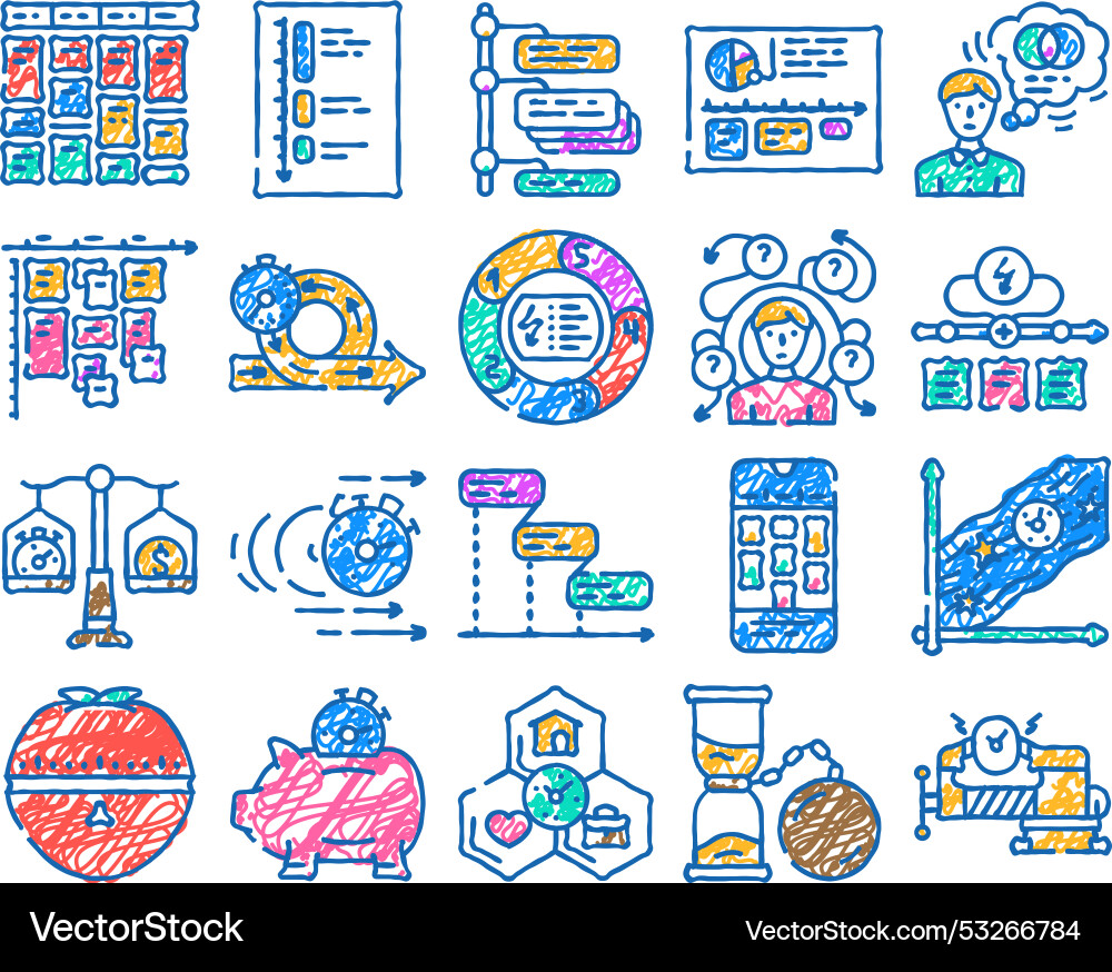 Time management schedule task icon hand drawn Vector Image