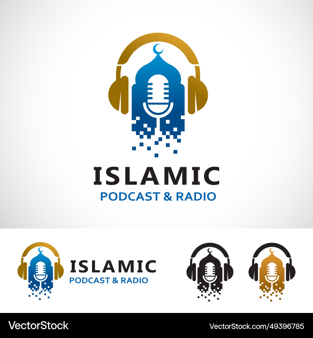 Islamic podcast logo design template Royalty Free Vector