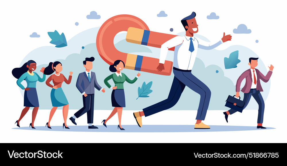 Magnetic leadership attracts top talent Royalty Free Vector