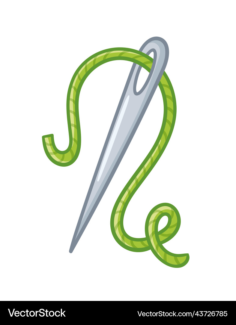 Needle with green thread on a white background Vector Image