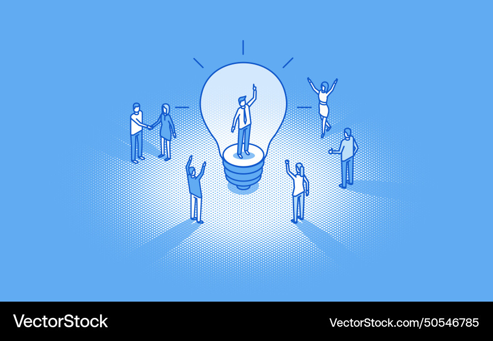 Team leader inspiration inside glowing light bulb Vector Image