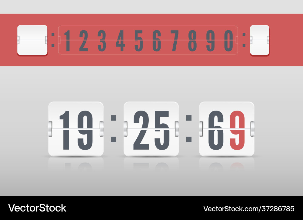 White scoreboard number font retro score board Vector Image
