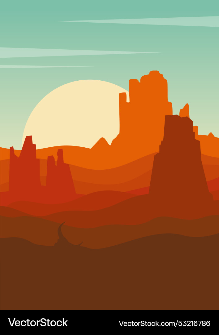 American valley rocky desert Royalty Free Vector Image