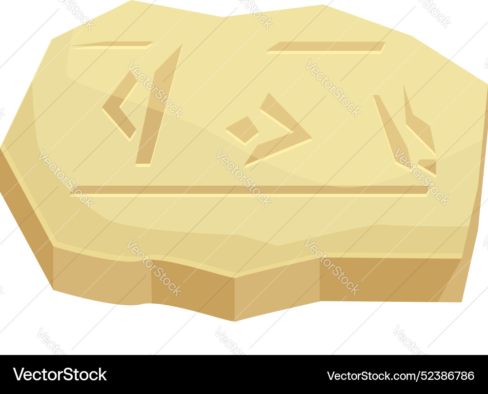 Ancient stone tablet with carved symbols Vector Image