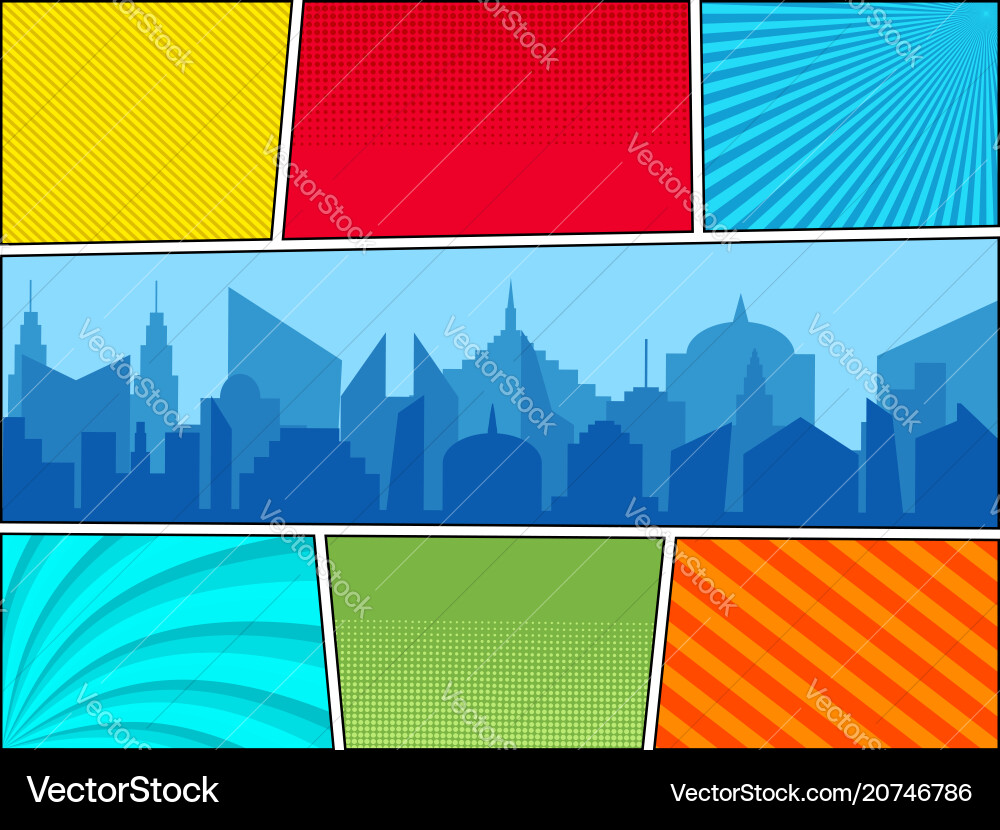 Comic book bright horizontal template Royalty Free Vector