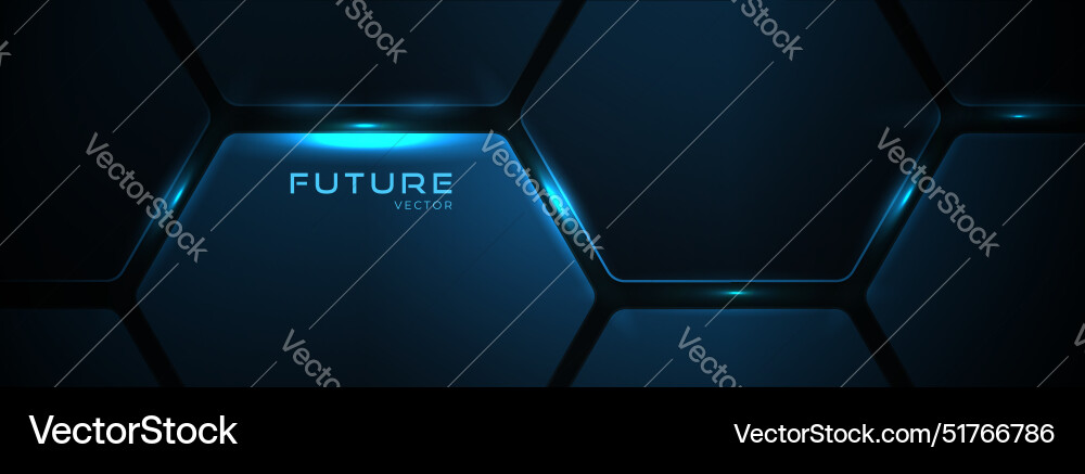 Dark blue hexagon abstract technology background Vector Image