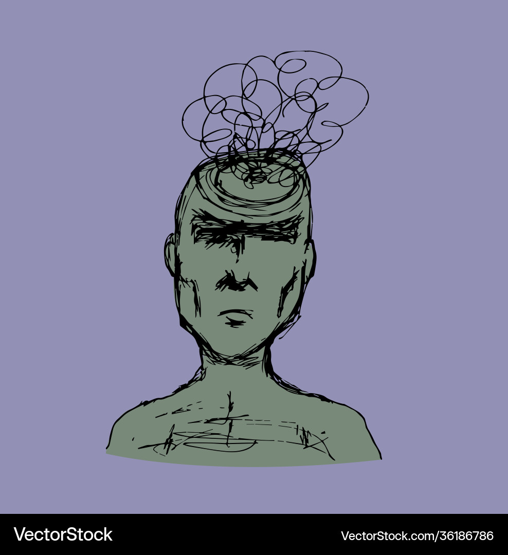 Hand drawn depress guy concept Royalty Free Vector Image