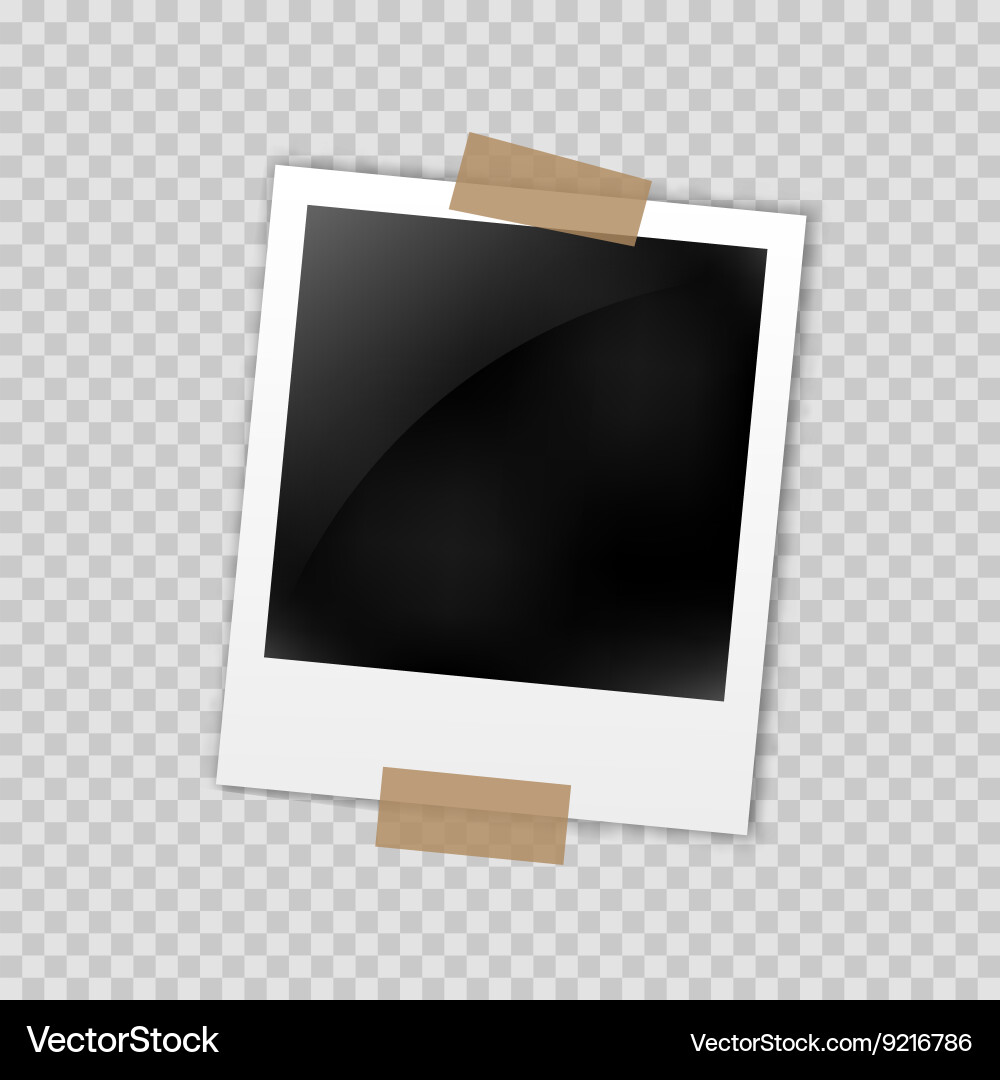 Photo frame polaroid template on transparent grid Vector Image Photo frame polaroid template on transparent grid Vector Image