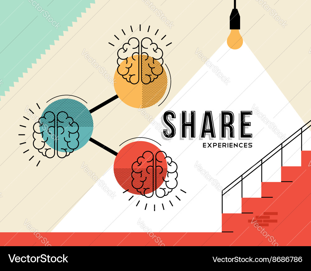 Share experiences concept with human brain design Vector Image