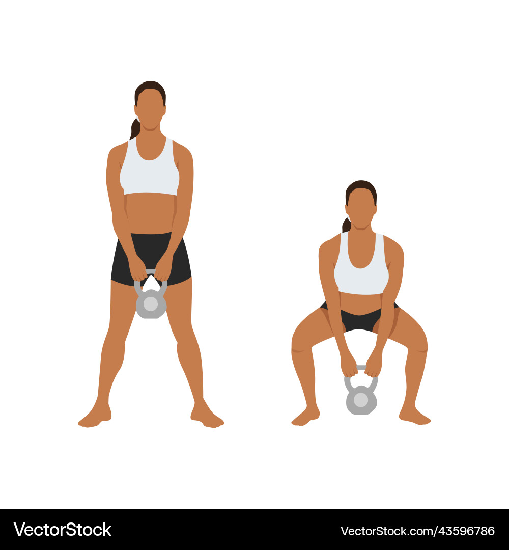 Woman doing sumo barbell deadlifts exercise Vector Image