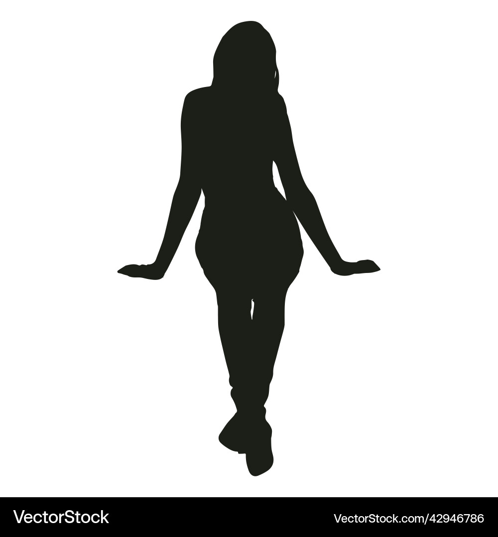 Woman sitting silhouette front view high quality Vector Image