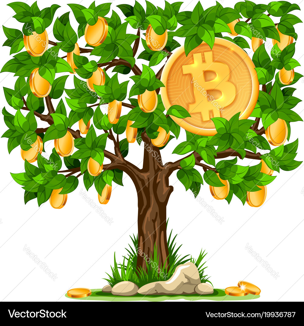 Bitcoin grows on the tree Royalty Free Vector Image
