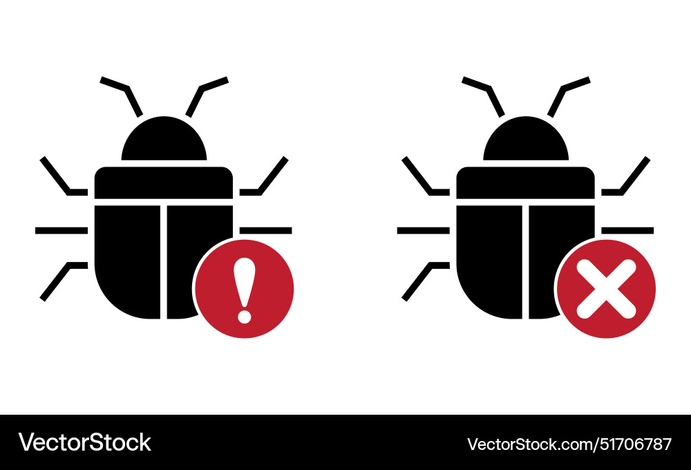 Bugs with exclamation mark icon Royalty Free Vector Image
