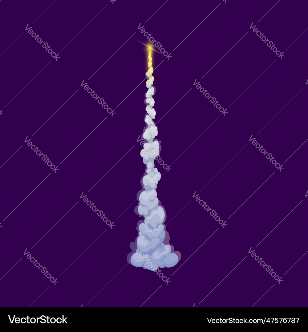 Cartoon rocket missile takeoff smoke trail Vector Image