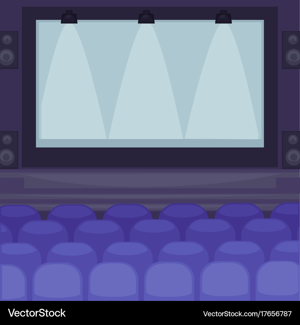 Cinema hall with huge screen and comfortable seats