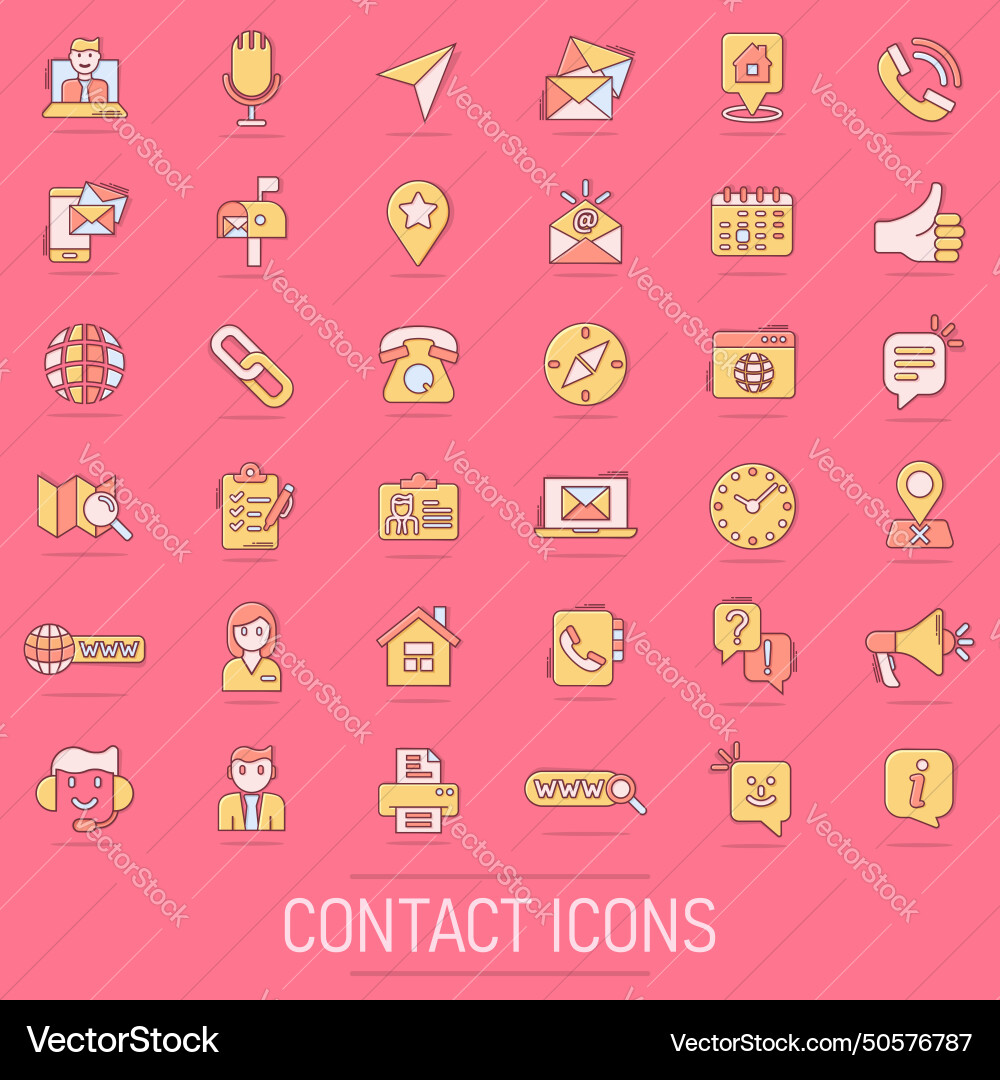 Contact us icon set in comic style mobile Vector Image