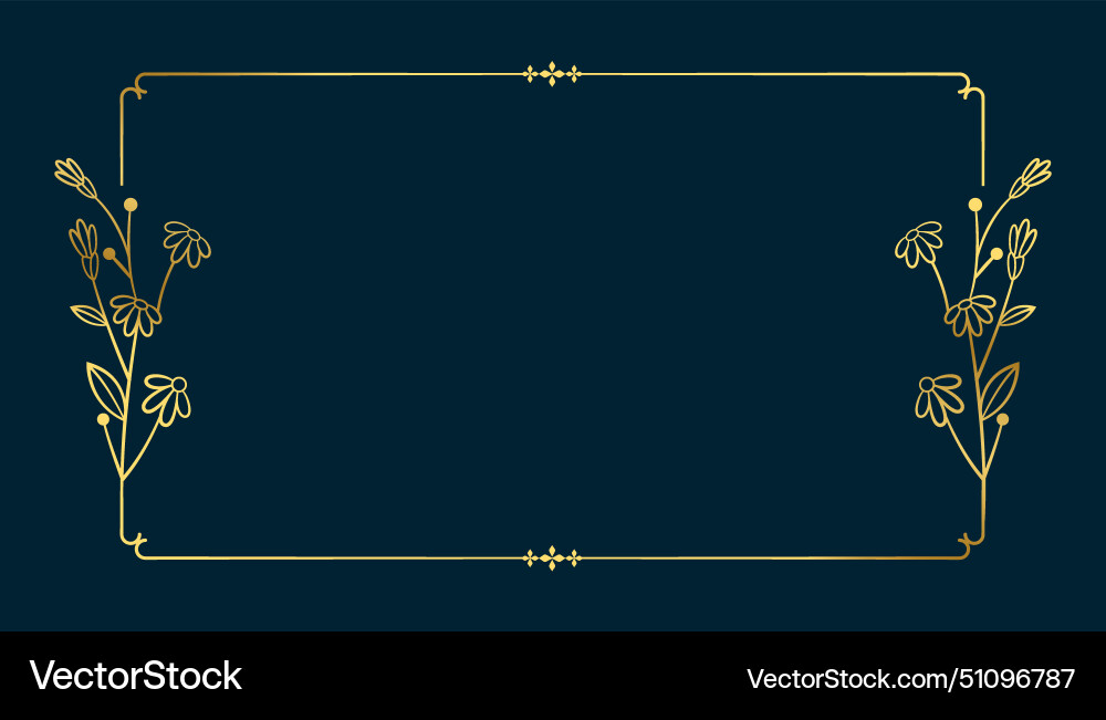 Hand drawn golden floral frame with text space Vector Image