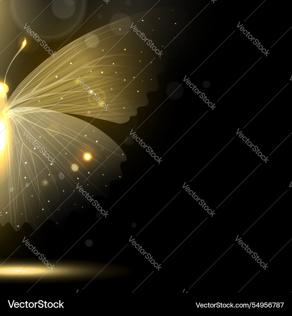 Magical golden and glowing butterfly Royalty Free Vector