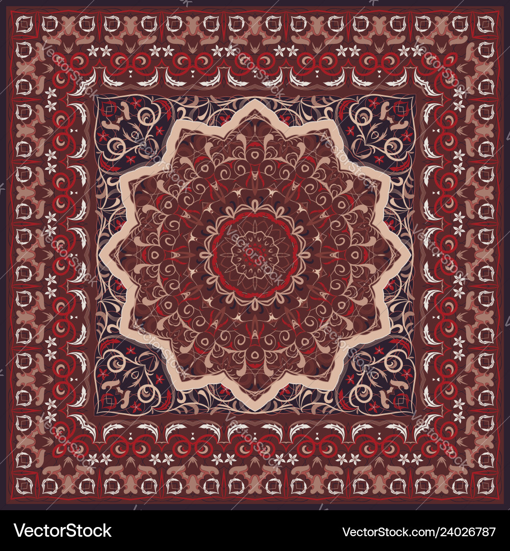 Red Persian Rug with Ornament Royalty Free Vector Image