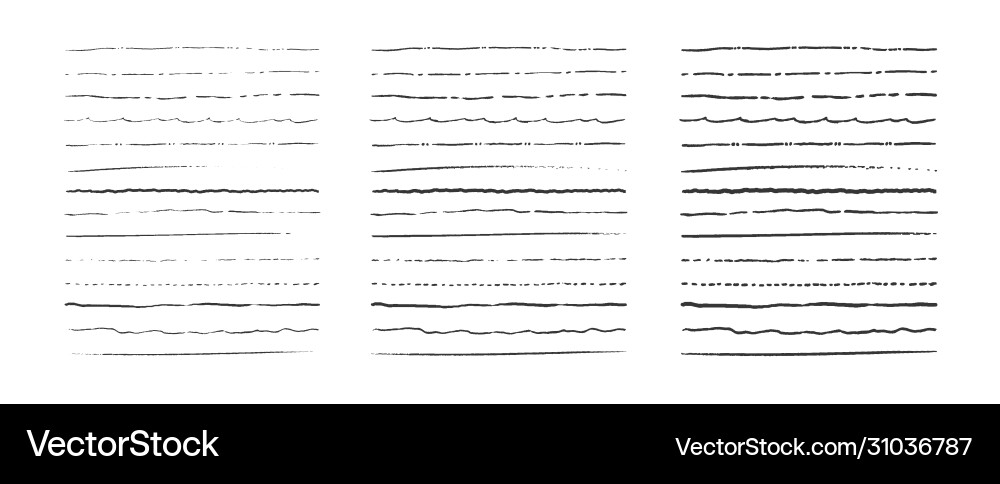 Set lines hand drawn dividers doodle Royalty Free Vector