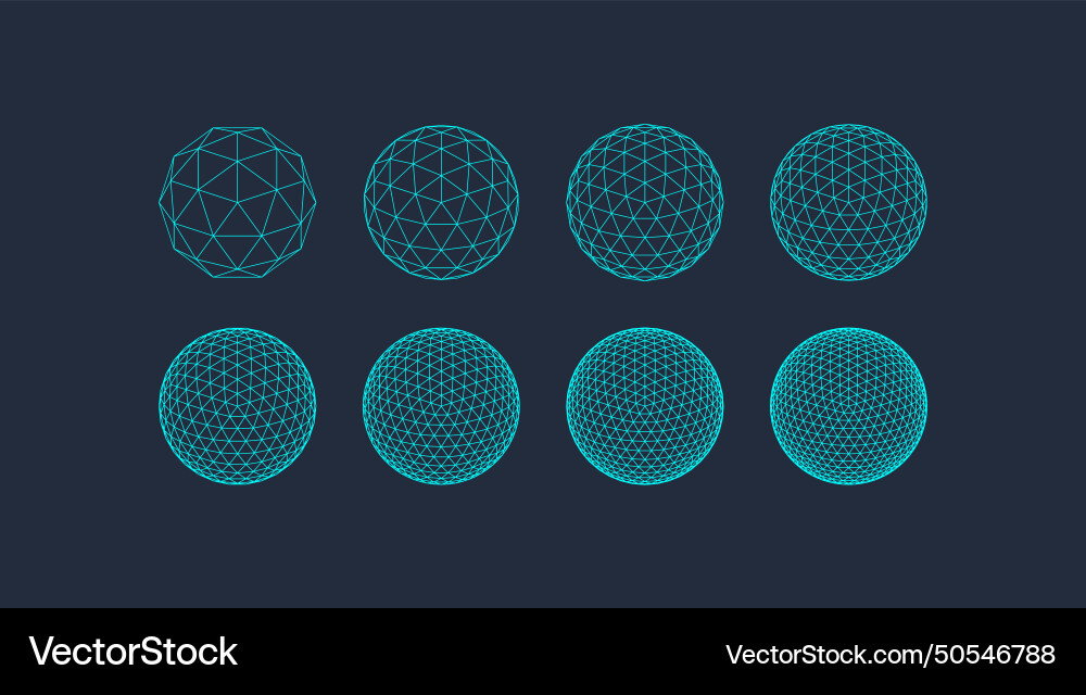 3D Wireframe Geometric Shapes Royalty Free Vector Image