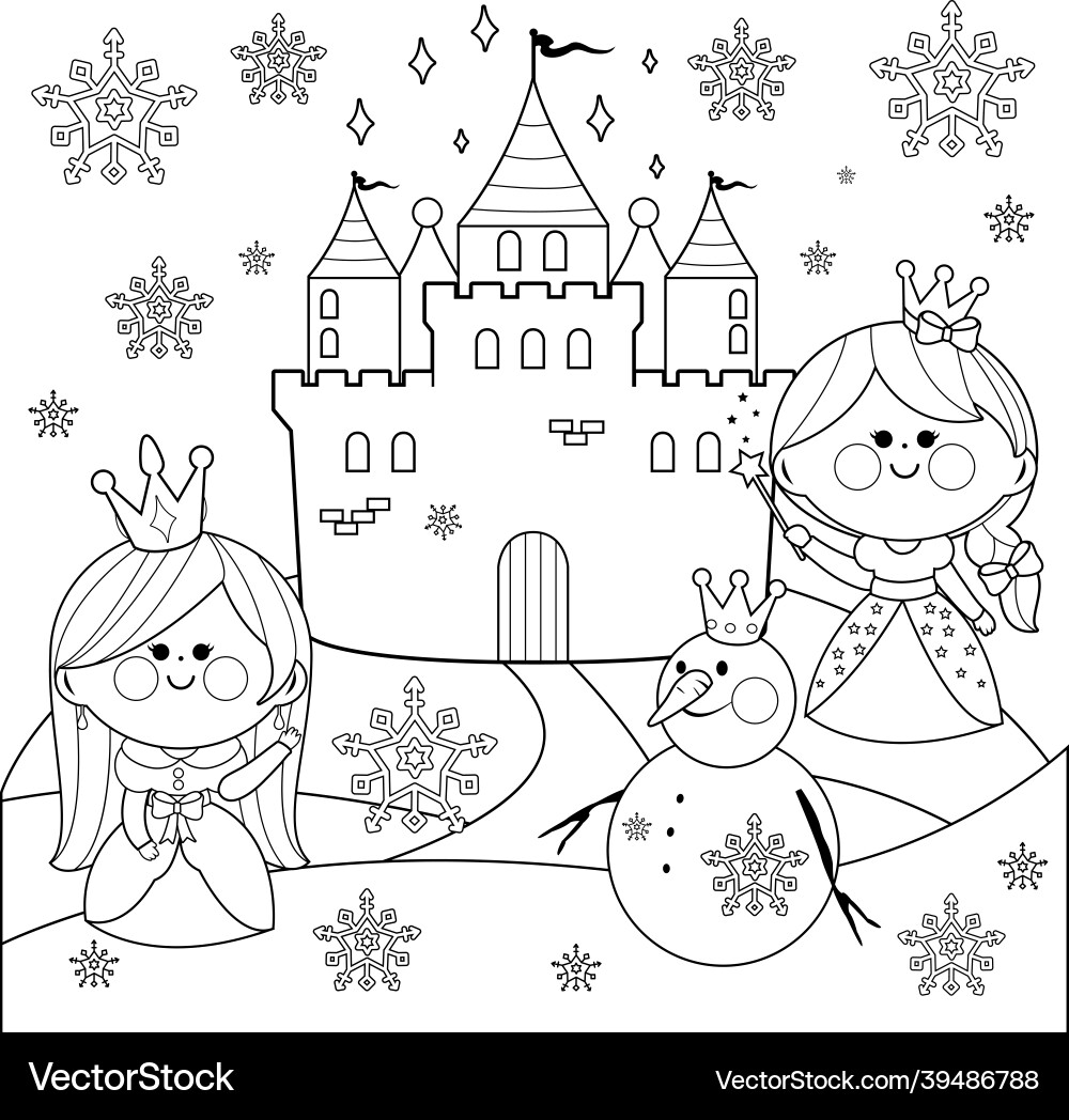 Beautiful princesses in the snow Royalty Free Vector Image