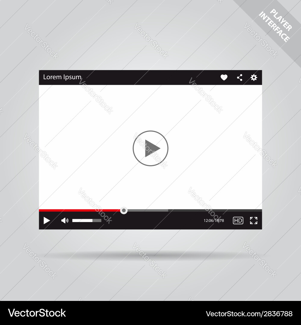 Flat Video Player Interface Royalty Free Vector Image