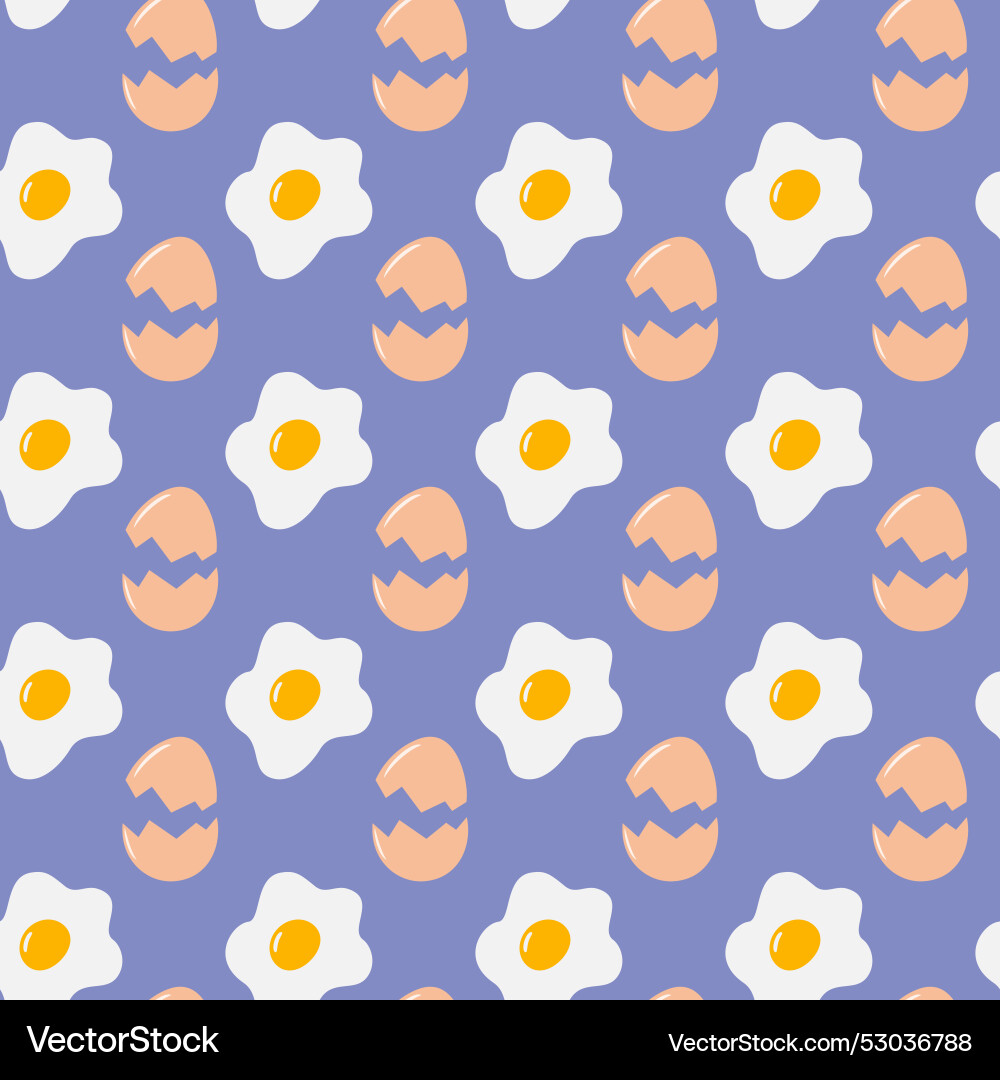 Fried eggs with yolk cracked eggshells Royalty Free Vector